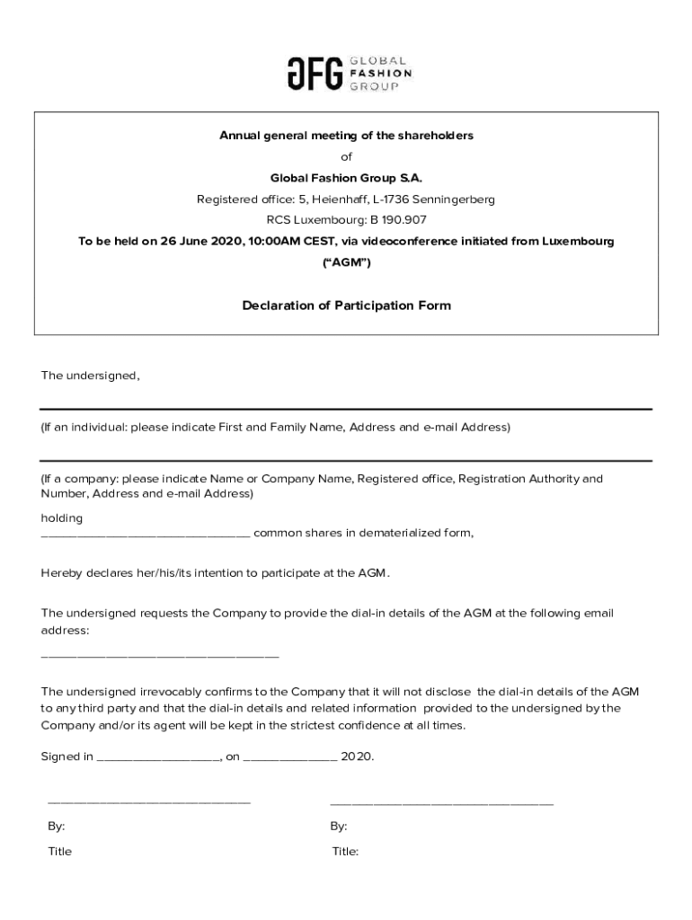 Fillable Online Get the free Voting Form AGM 2021 - Global Fashion ...