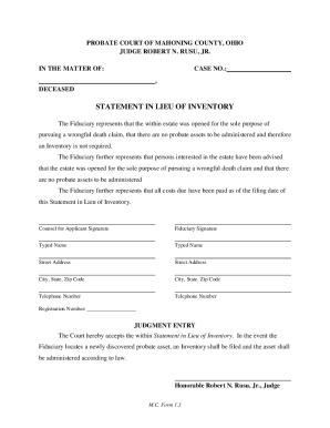 Fillable Online STATEMENT IN LIEU OF INVENTORY Fax Email Print - pdfFiller