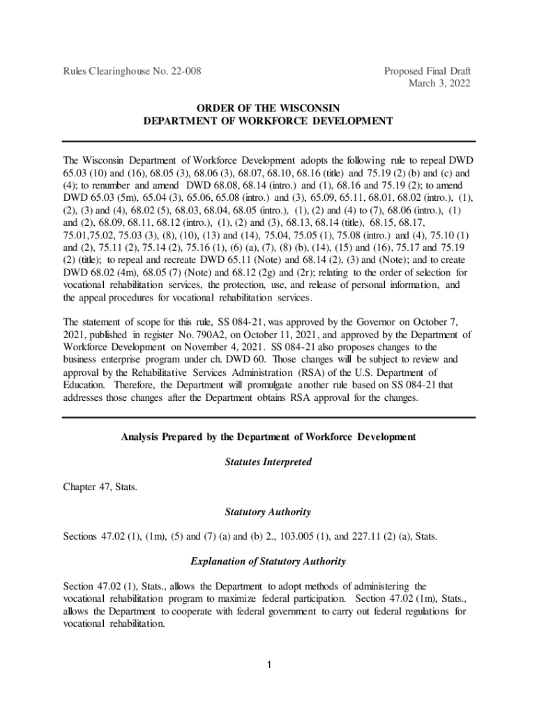 Fillable Online docs legis wisconsin Report From Agency DATCP Docket No. 13-R-03 Final Draft ...