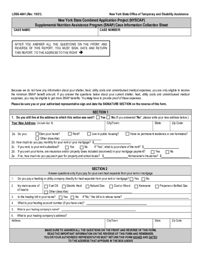 Fillable Online otda ny 21TA/DC080 - Attachment 1 - LDSS-4841 - NYSCAP ...