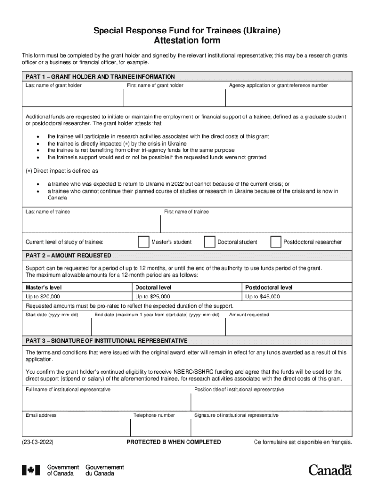 Fillable Online Attestation form. Special Response Fund for Trainees ...