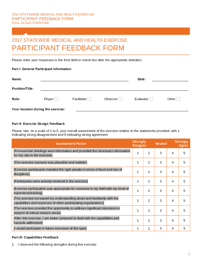 Statewide Medical and Health Exercise Feedback for Functional Exercises ...
