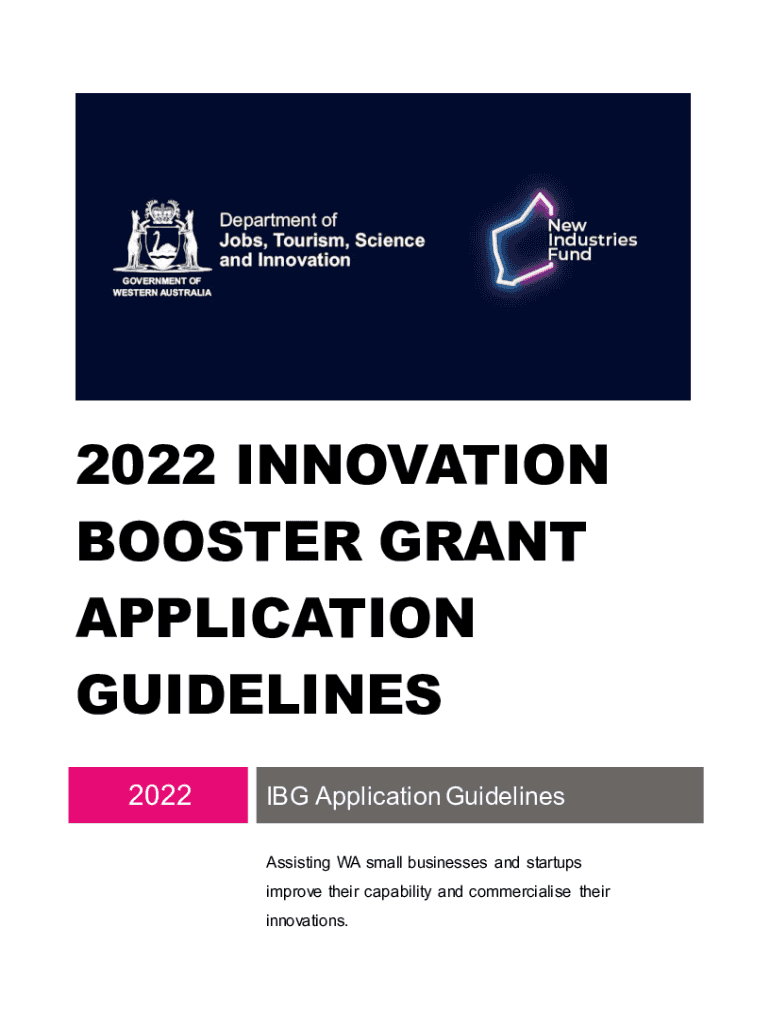 Fillable Online 2022 Innovation Booster Grant Application Guidelines ...