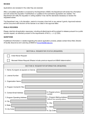 Fillable Online Waiver Request Form - Mass Fax Email Print - pdfFiller