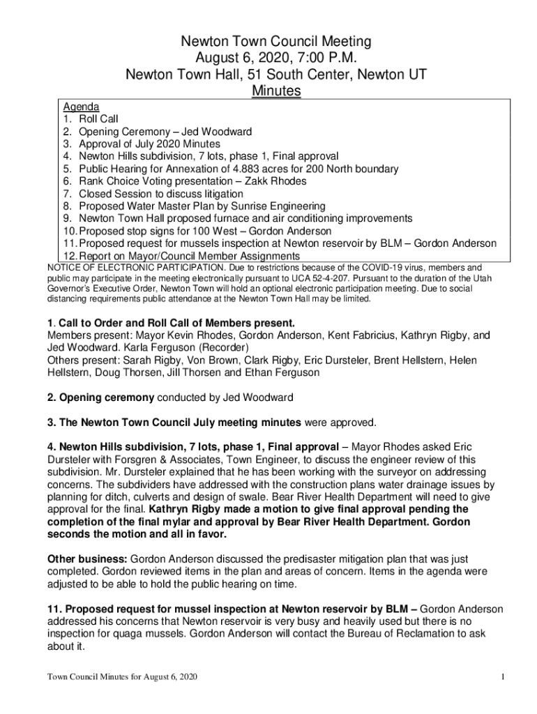 Fillable Online www.utah.gov pmn filesMinutes - utah.gov Fax Email ...