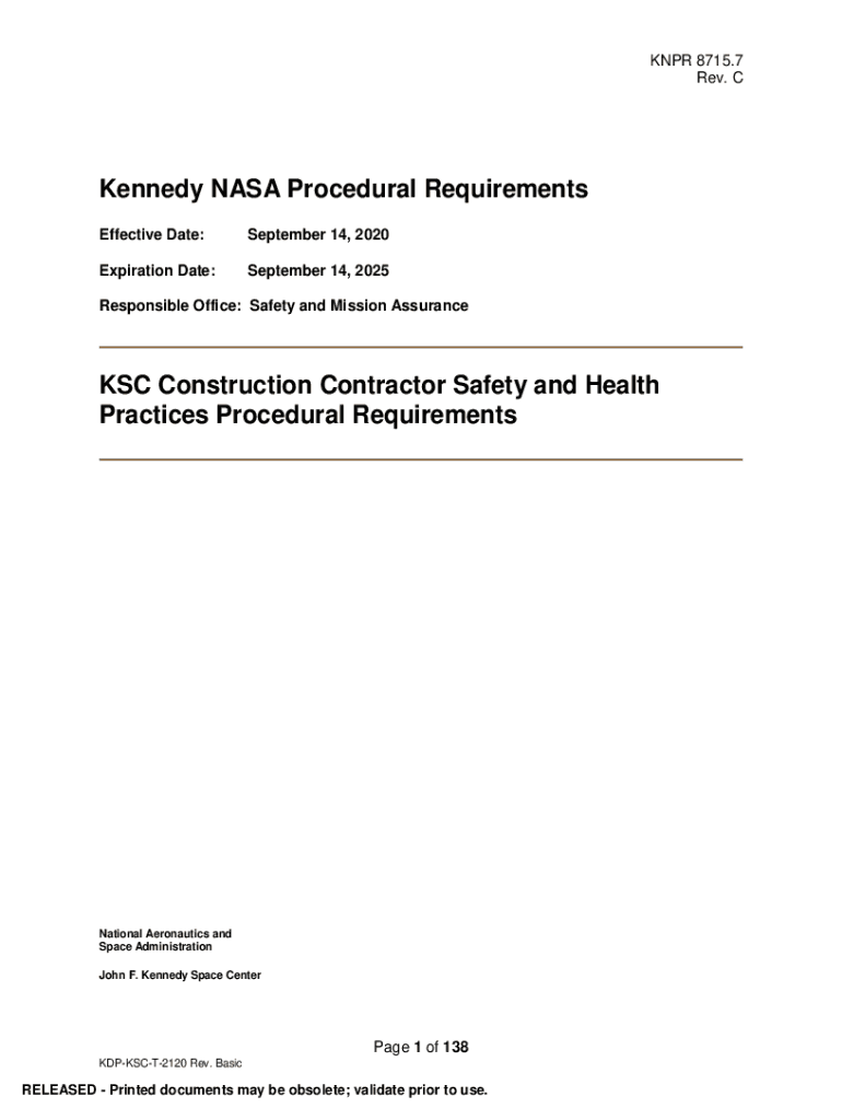 Fillable Online procurement ksc nasa NPR 8715.7 Expendable Launch ...