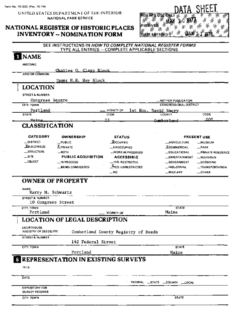 Fillable Online SEE INSTRUCTIONS IN HOW TO COMPLETE NATIONAL REGISTER ...