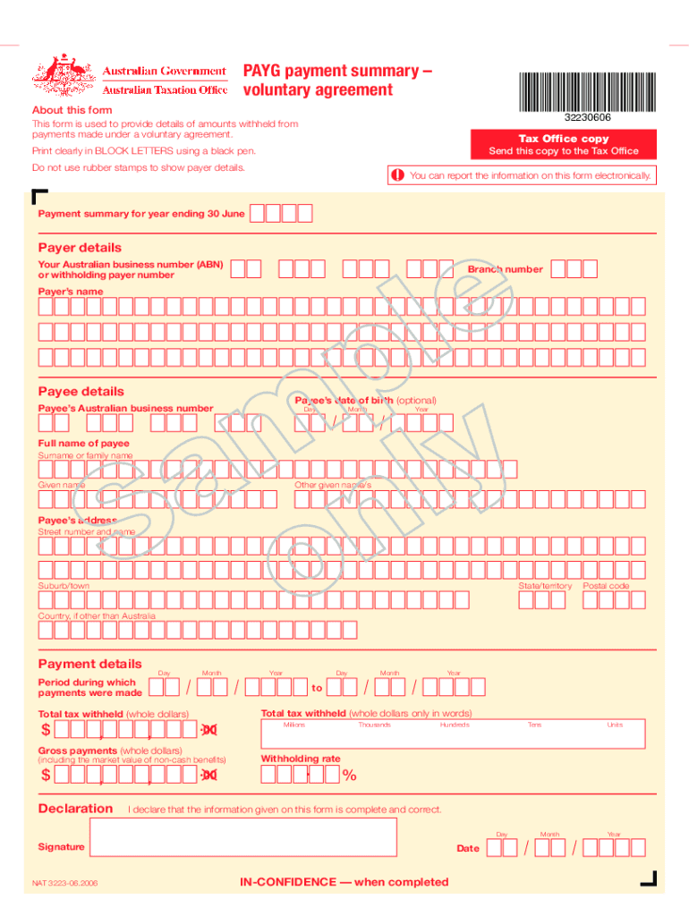 Fillable Online Voluntary agreement for PAYG ...