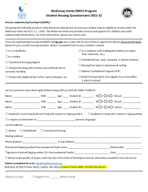 Fillable Online McKinney-Vento Act. Your answers will help determine ...