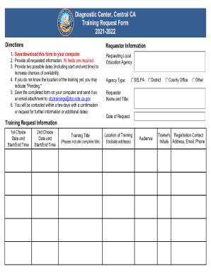Fillable Online 2021-2022 DCC Training Request Form - Professional Development (Diagnostic ...