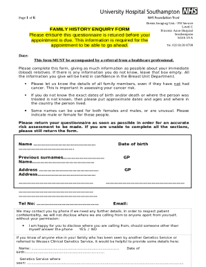 Family history enquiry Doc Template | pdfFiller