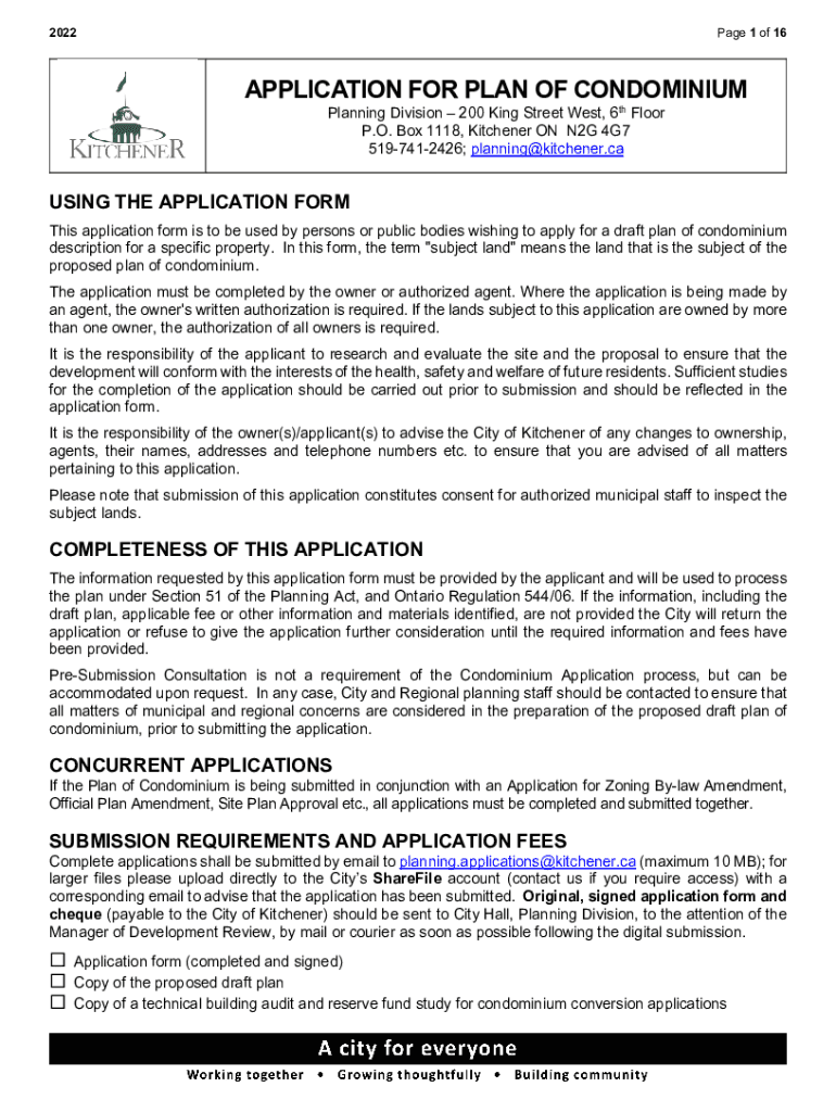 Fillable Online Application for Plan of Condominium Fax Email Print ...