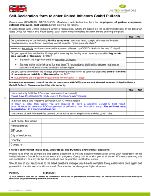 Fillable Online Self-Declaration Partner Companies and Visitors Fax ...