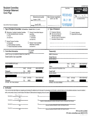 Fillable Online Form 460 Campaign Statement for Daniel Groff - 01/01 ...