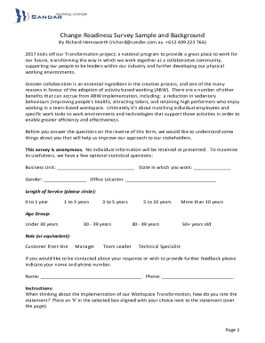 Fillable Online Change Readiness Survey Sample and Background - Sandar ...