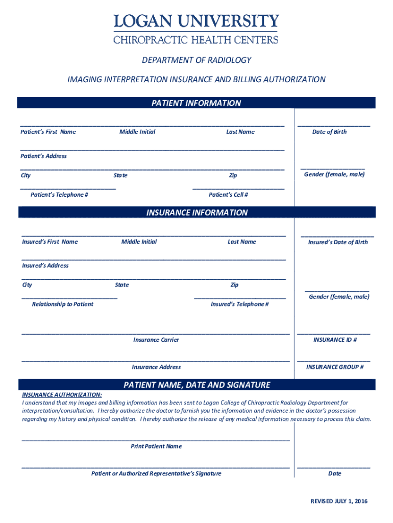 Fillable Online www.logan.edummfilesDEPARTMENT OF RADIOLOGY IMAGING ...