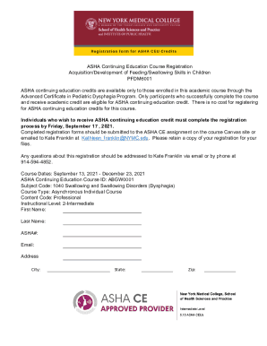 Fillable Online ASHA CEU Registration form.docx Fax Email Print - pdfFiller