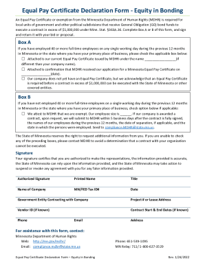 Fillable Online Equal Pay Certificate Declaration FormEquity in Bonding ...