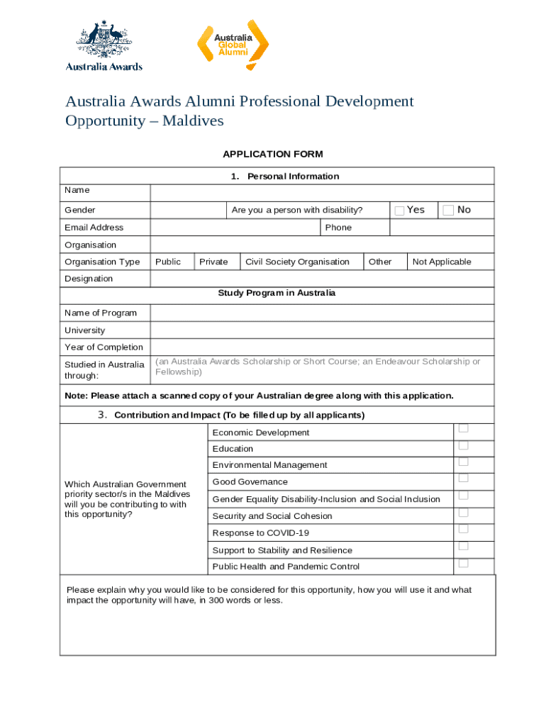 Alumni professional development application 2020. page Doc Template ...