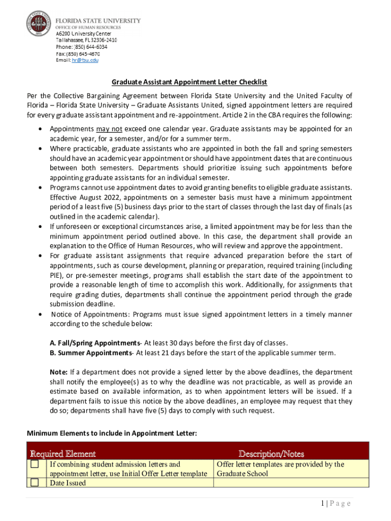 Fillable Online hr fsu humanresources.umn.edutemplate-lettersgraduateGraduate Assistant ...