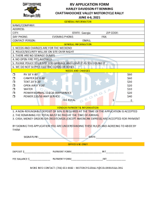 Fillable Online RV APPLICATION FORM Fax Email Print - pdfFiller