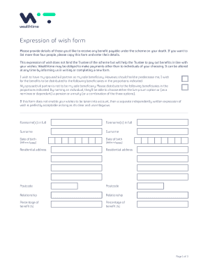 Fillable Online Expressions of wishes fact sheetCurtis BanksWhat is an ...