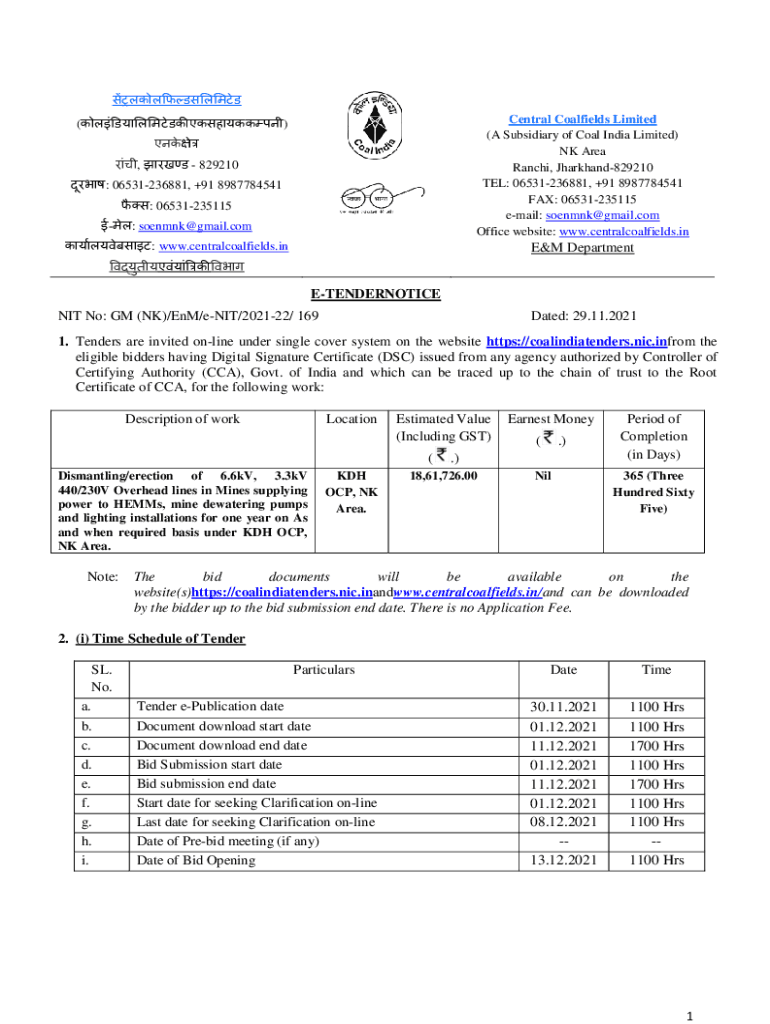 Fillable Online DRAFT TENDER DOCUMENT FORDRAFT TENDER DOCUMENT FORDRAFT ...