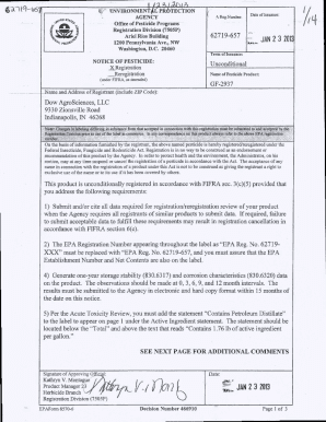 Fillable Online www3.epa.govpesticideschemsearchEPA Reg. Number: Office ...