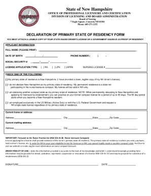Fillable Online Declaration of Primary State of Residency form Fax ...