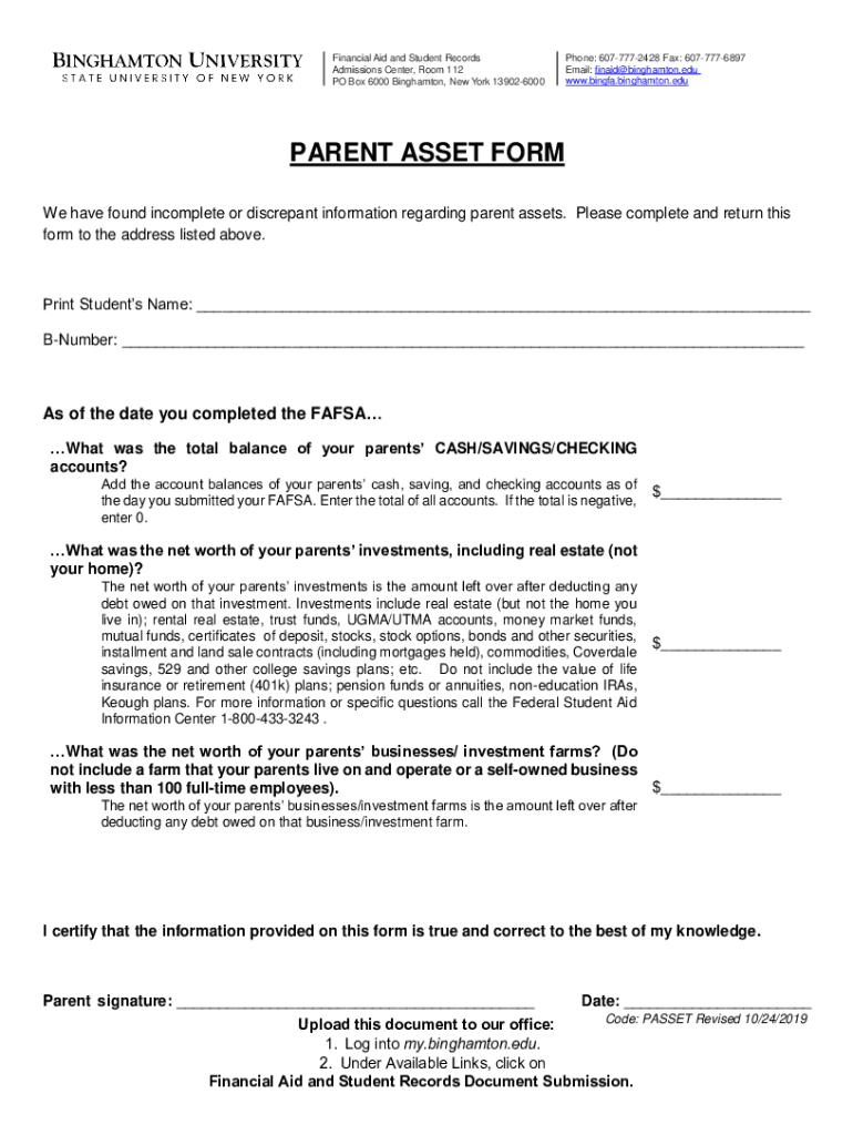 Fillable Online Parent Asset Form.pdf Fax Email Print - pdfFiller