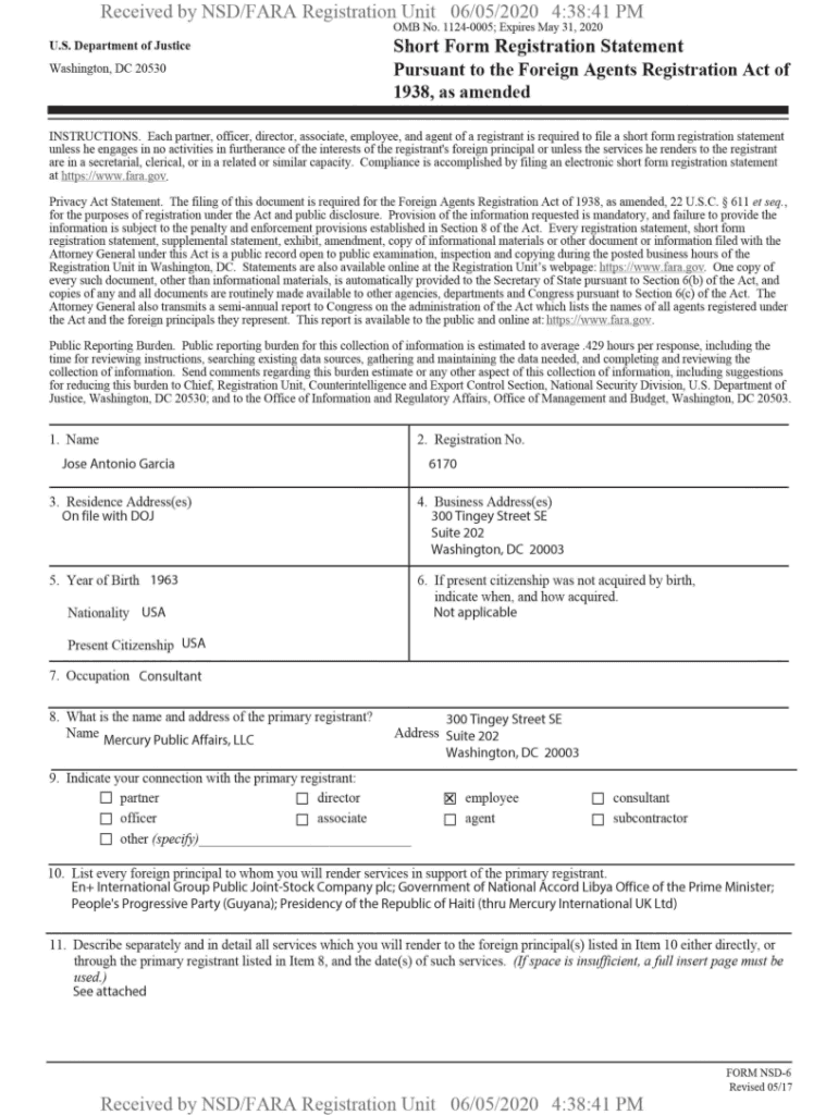 Fillable Online efile.fara.govdocs6170-Short-Form-20200605-608Received ...