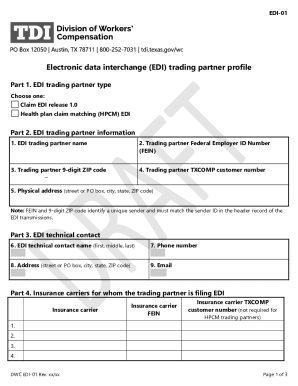 Fillable Online Draft EDI-01, Electronic data interchange (EDI) trading ...