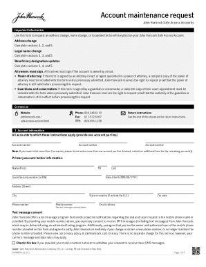 Fillable Online Safe Access Account- Account Maintenance Request Form ...