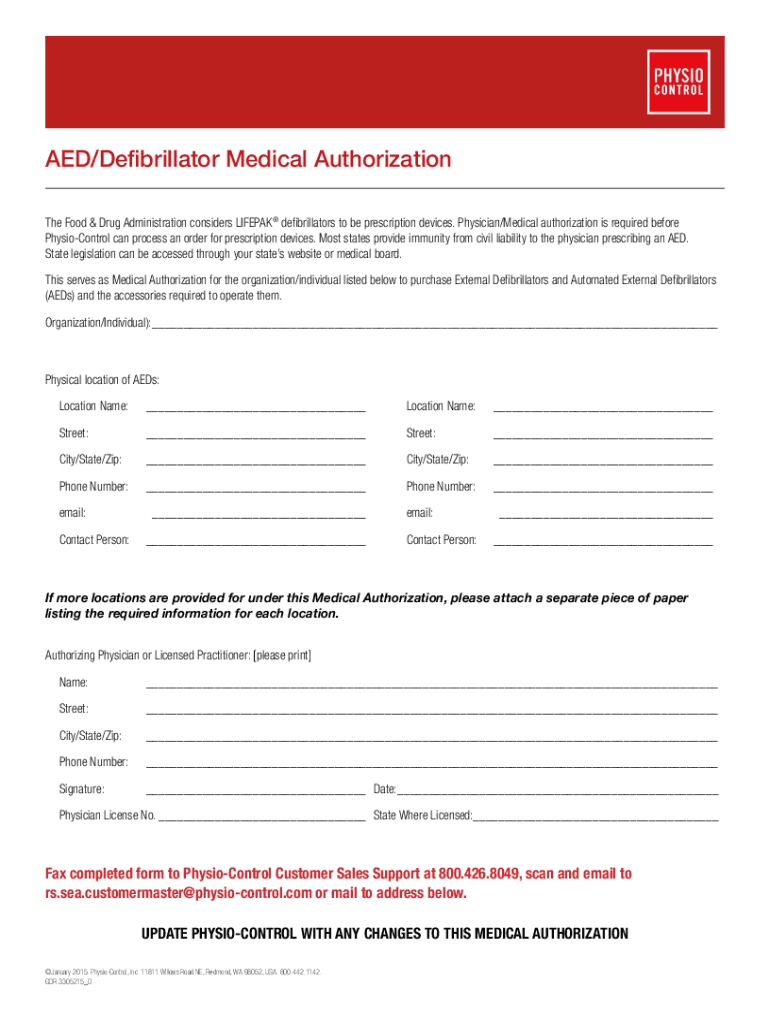 Fillable Online www.strykeremergencycare.comglobalassetsassetsAED/Defibrillator Medical ...