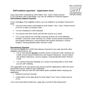 Self Isolation Grant Application Doc Template | pdfFiller