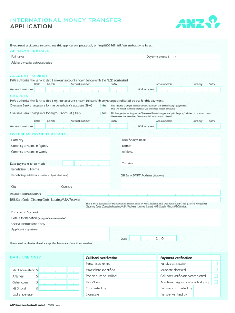 Fillable Online International money transfer application form Fax Email ...