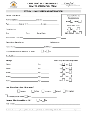 Fillable Online carefor.cauploads5da9f3e15ca8dCAMP ERIN EASTERN ONTARIO ...