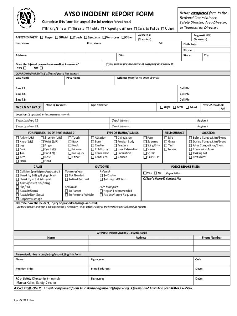 Fillable Online fill.ioAYSO-INCIDENT-REPORT-FORM-17d14c28Fill - Free ...