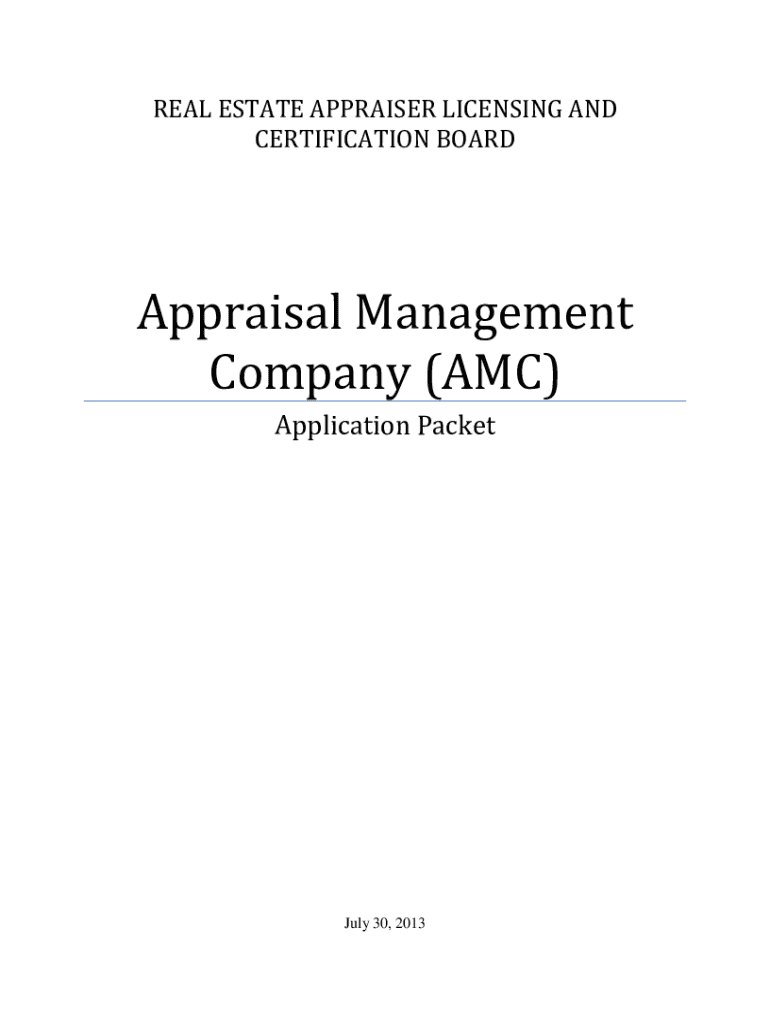 Fillable Online mrec ms Application Packet. Appraisal Management ...
