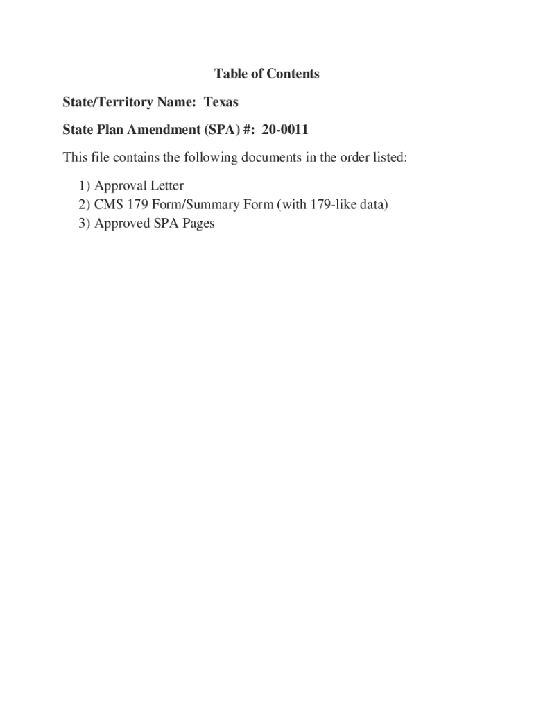 Fillable Online Texas State Plan Amendment (SPA) #: 20-0011 This file ...