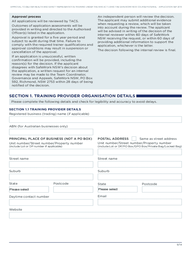 Fillable Online ablis.business.gov.auservicenswBecome an Approved Health and Safety ...