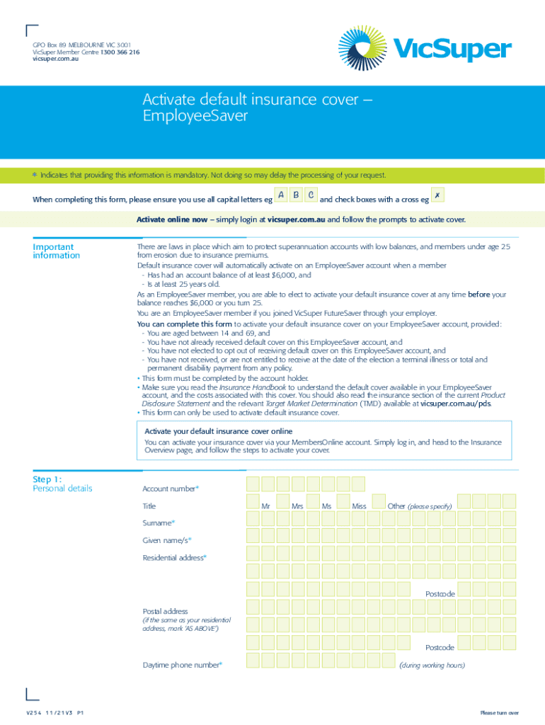 Fillable Online Life events insurance increase request - VicSuper Fax ...