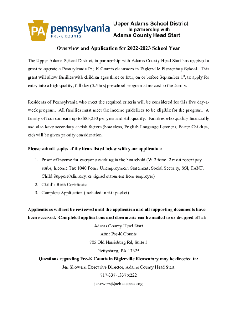 Fillable Online www.upperadams.org cms libUpper Adams School District ...