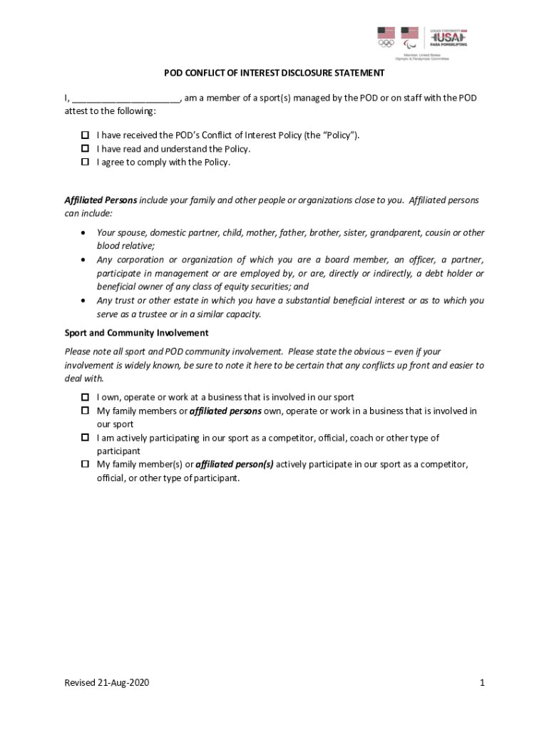 Fillable Online docest.comconflict-of-interest-disclosure ...