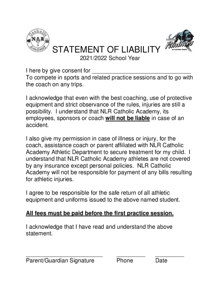 Fillable Online STATEMENT OF LIABILITY Fax Email Print - pdfFiller