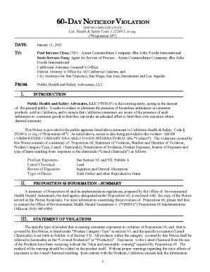 Fillable Online oag ca oag.ca.govsystemfiles60 DAY NOTICE OF VIOLATION ...