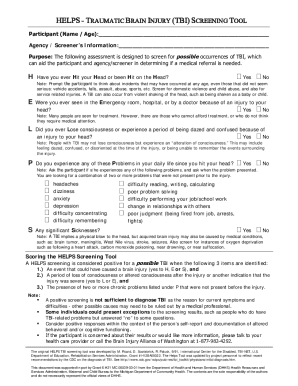 Fillable Online HELPS - TRAUMATIC BRAIN INJURY (TBI) SCREENING TOOL ...