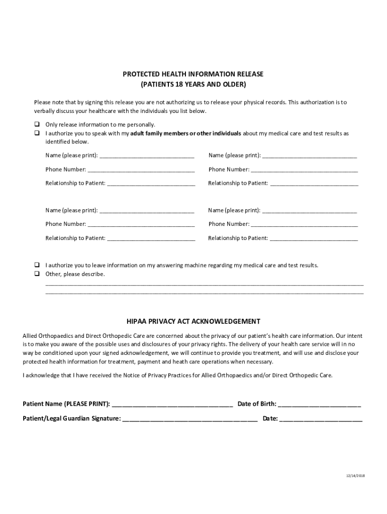 Fillable Online Free Medical Records Release Authorization ...