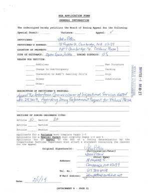 Fillable Online Fillable Online BZA APPLICATION FORM GENERAL ...