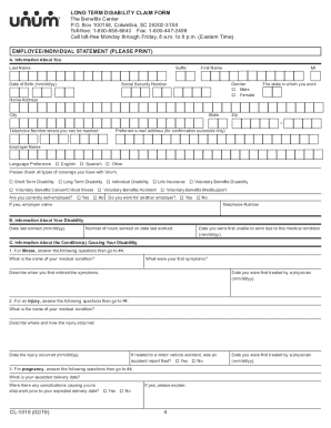 Fillable Online LONG TERM DISABILITY CLAIM FORM Fax Email Print - pdfFiller